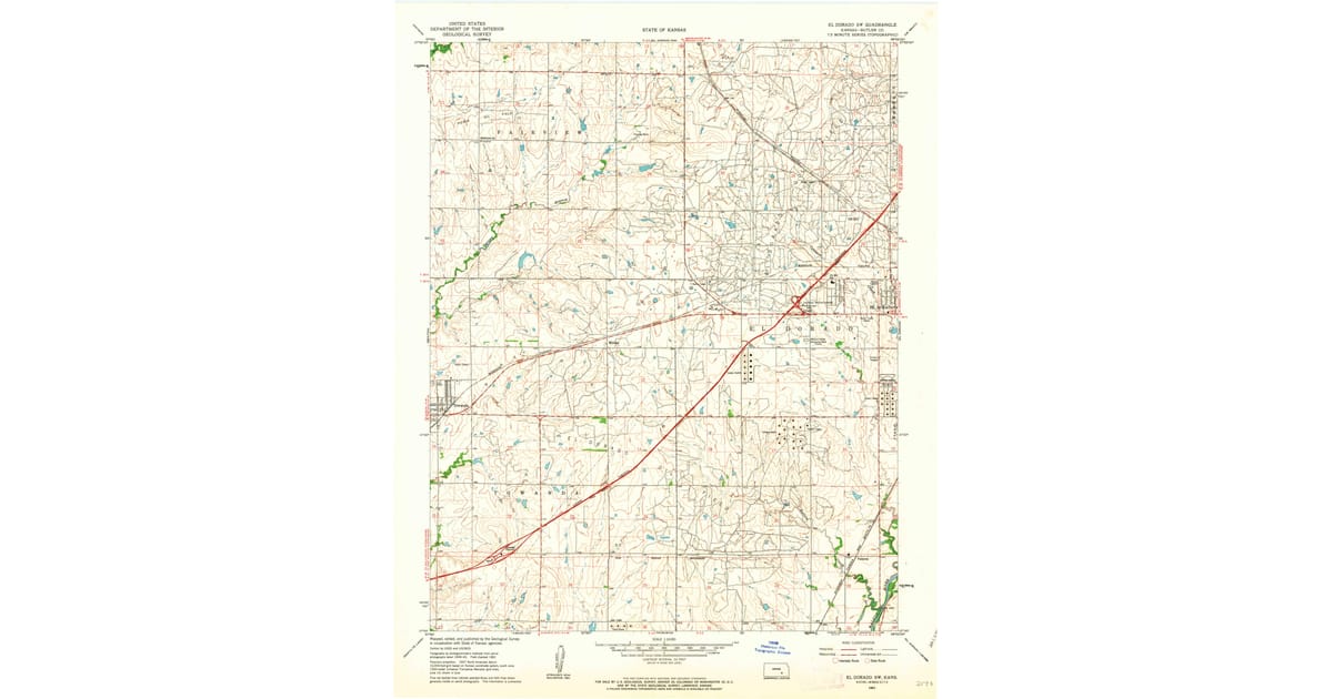 1961 Map of El Dorado SW, Butler County, KS — High-Res | Pastmaps