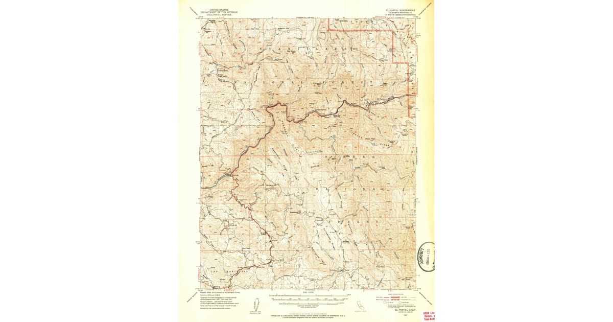 1947 Map of El Portal, CA — High-Res, 1953 Print #2 | Pastmaps