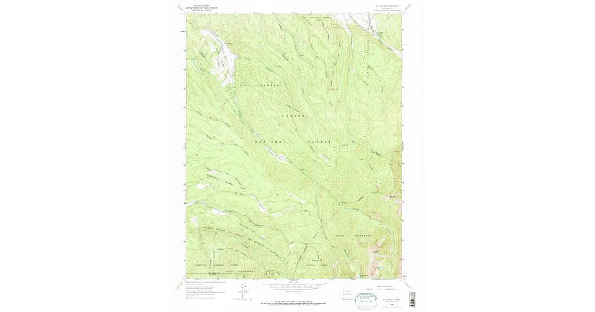 1964 Map of El Valle, Rio Arriba County, NM — High-Res, 1973 Print #2 ...