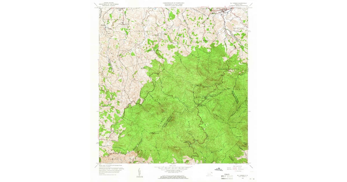1958 Map of El Yunque, Río Grande Municipio, PR — High-Res | Pastmaps