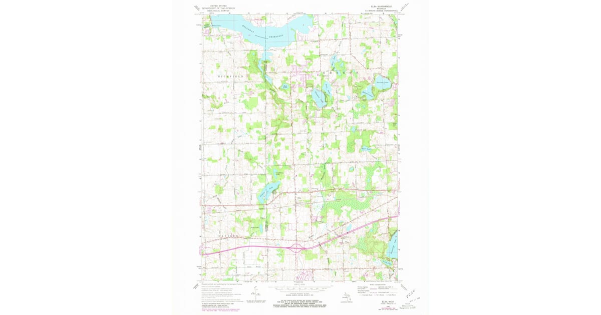 1963 Map of Elba, Lapeer County, MI — High-Res, 1980 Print | Pastmaps