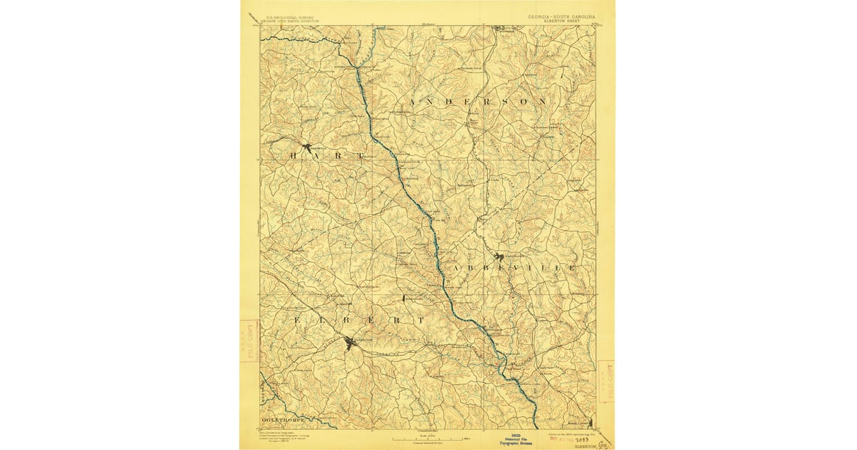 1893 Map of Elberton, GA — High-Res, 1914 Print | Pastmaps