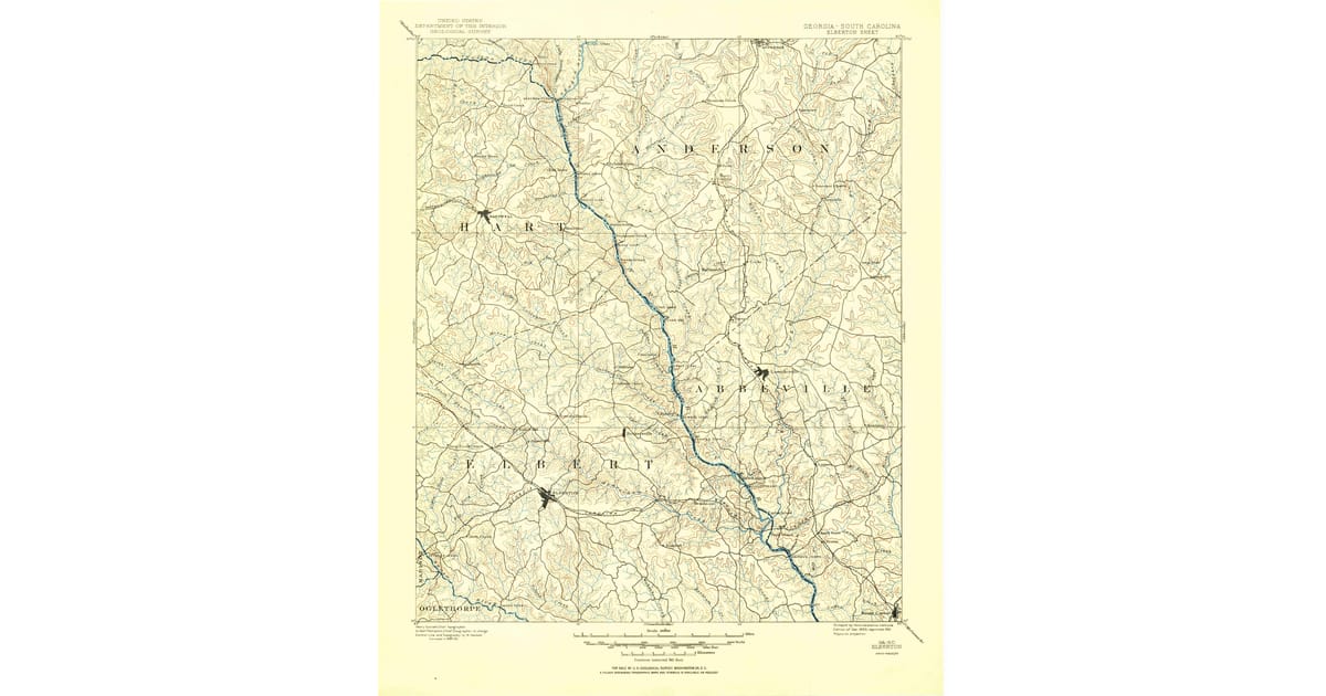1893 Map of Elberton, GA — High-Res, 1951 Print | Pastmaps