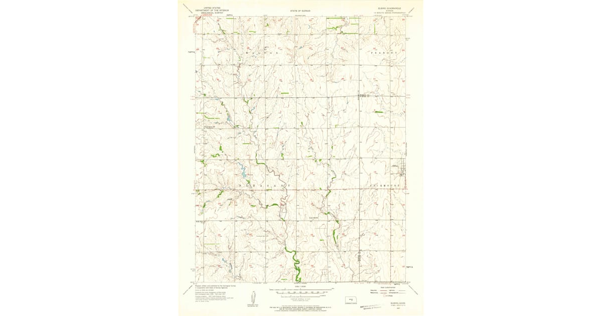 1957 Map of Elbing, KS — High-Res | Pastmaps