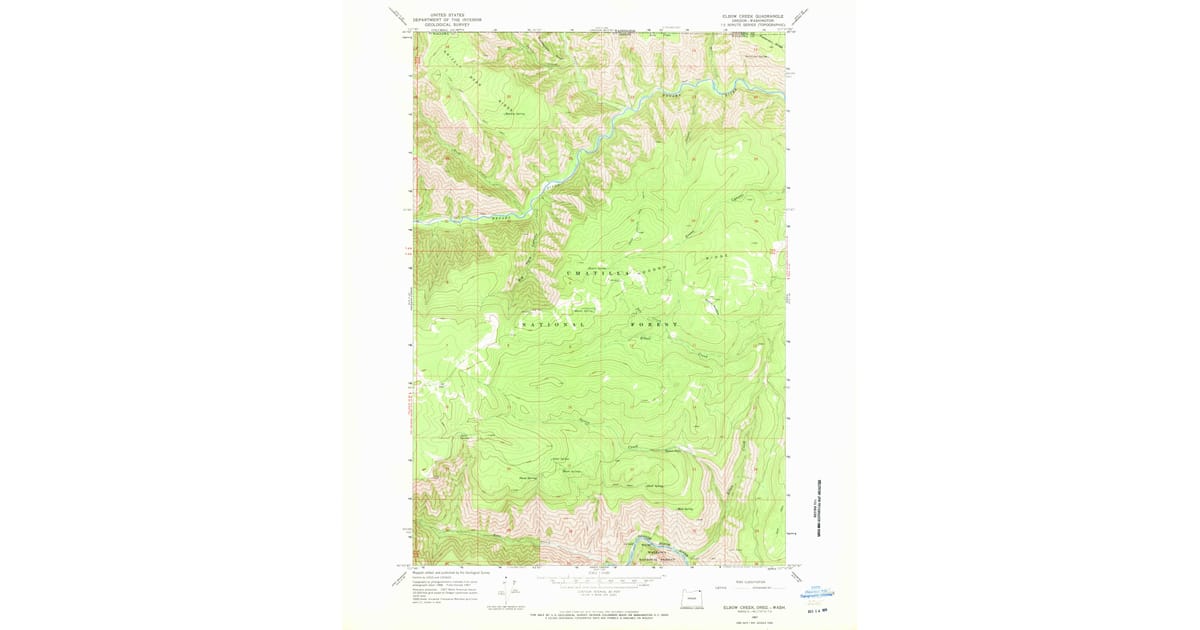 1967 Map of Elbow Creek, Wallowa County, OR — High-Res | Pastmaps
