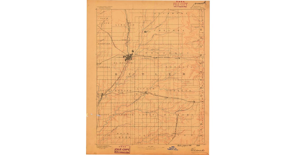 Old Maps of Butler County, KS for Metal Detecting | Pastmaps