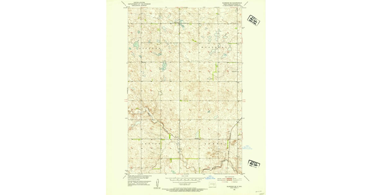 1951 Map of Eldridge SE, Stutsman County, ND — High-Res | Pastmaps