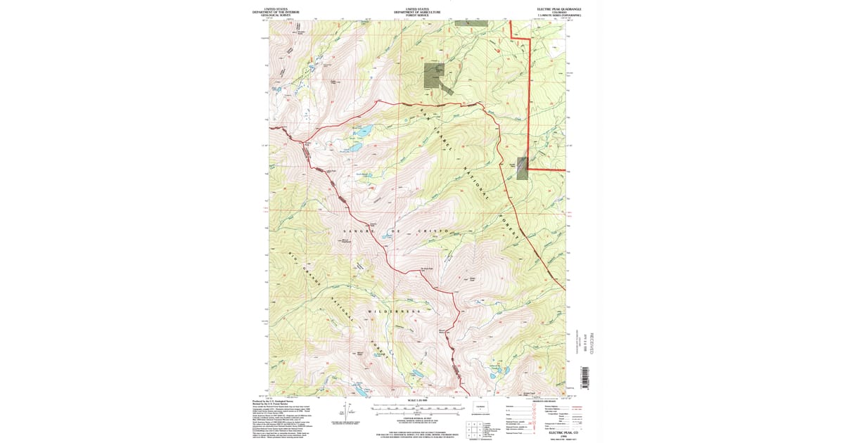 1994 Map of Electric Peak, Custer County, CO — High-Res | Pastmaps