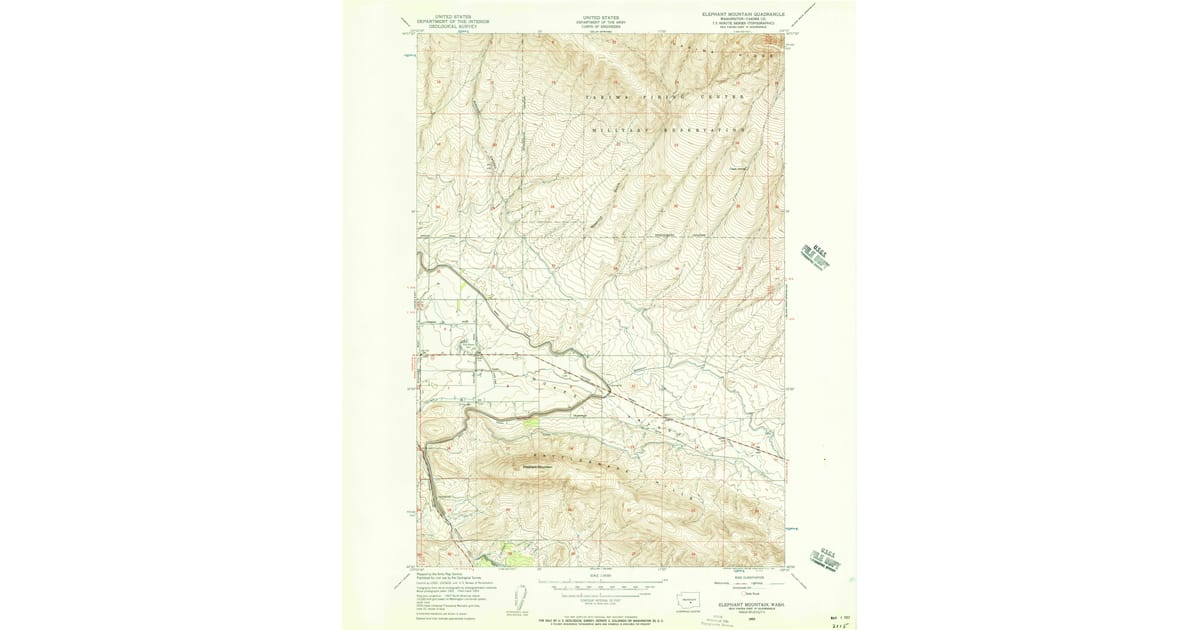 1953 Map of Elephant Mountain, Yakima County, WA — High-Res | Pastmaps