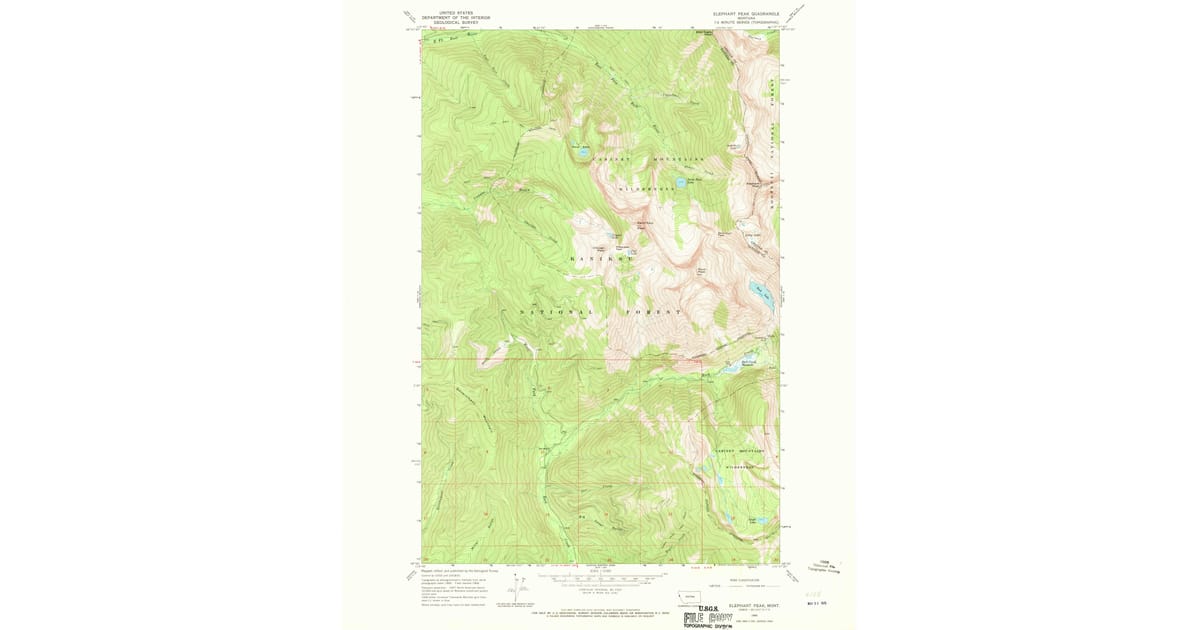 1966 Map of Elephant Peak, Sanders County, MT — High-Res | Pastmaps