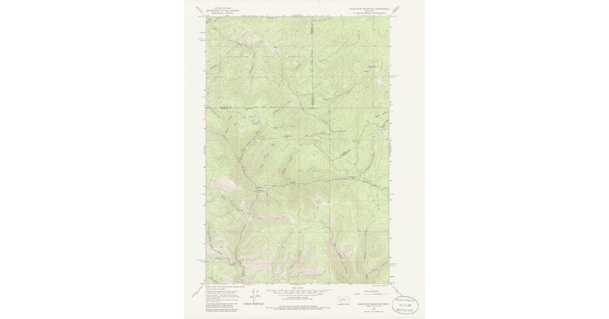 1965 Map of Elevation Mountain, Granite County, MT — High-Res, 1986 ...