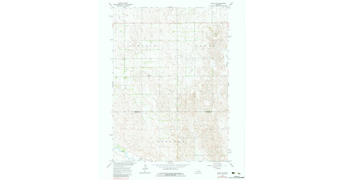 1963 Map of Elgin NW, Antelope County, NE — High-Res, 1983 Print | Pastmaps