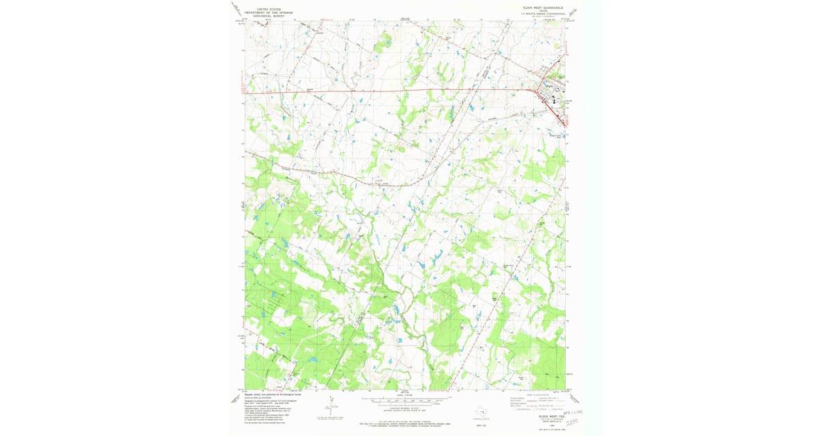 1982 Map of Elgin West, Travis County, TX — High-Res | Pastmaps