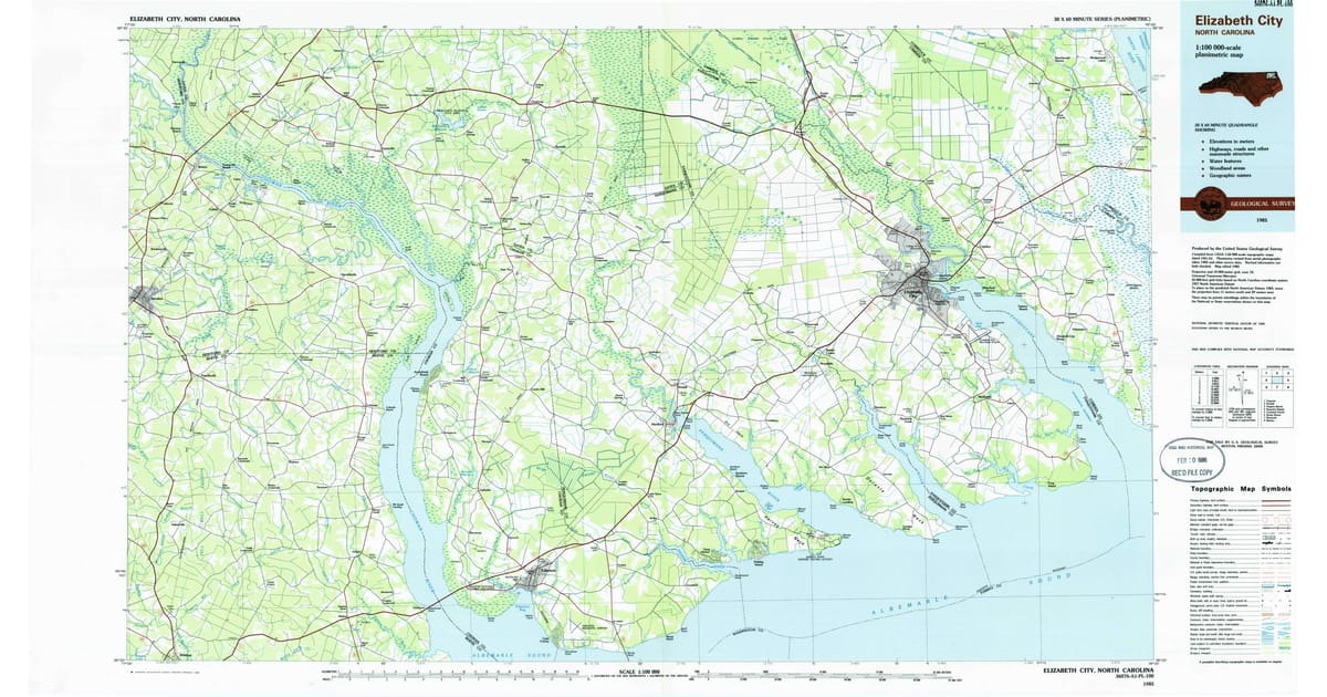 1985 Map of Elizabeth City, NC — High-Res | Pastmaps