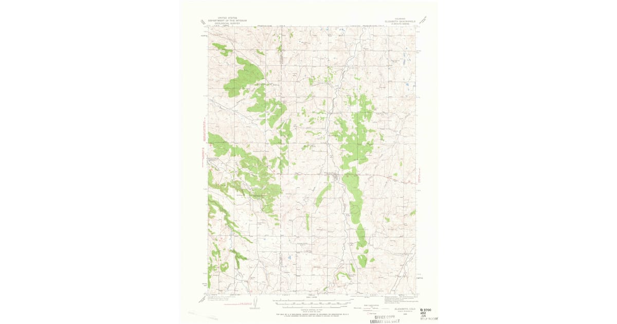 1939 Map of Elizabeth, CO — High-Res, 1963 Print #2 | Pastmaps