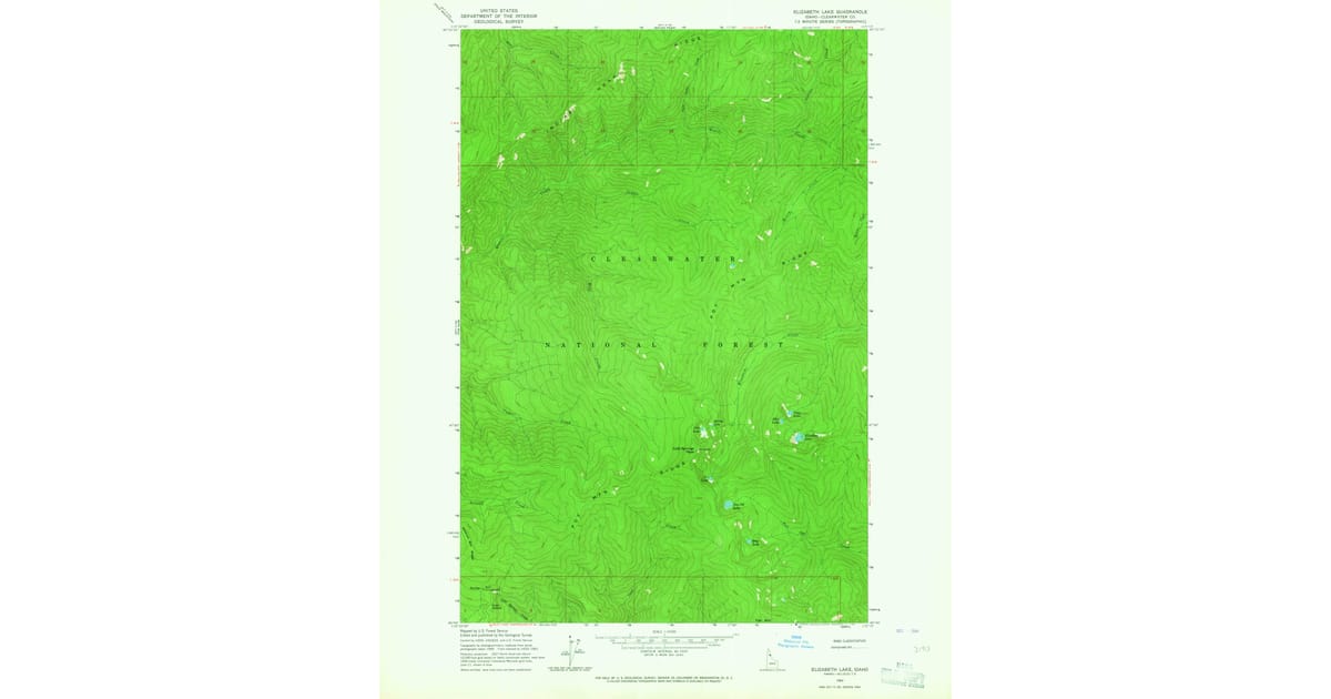 1963 Map of Elizabeth Lake, Clearwater County, ID — High-Res | Pastmaps