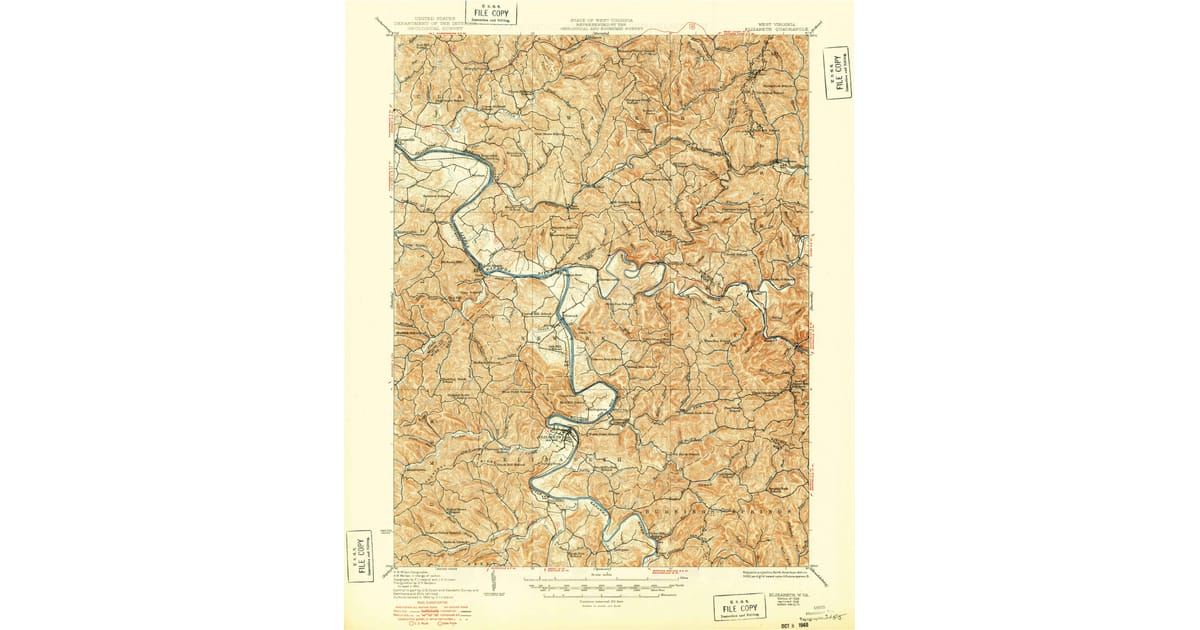 1926 Map of Elizabeth, WV — High-Res, 1948 Print | Pastmaps