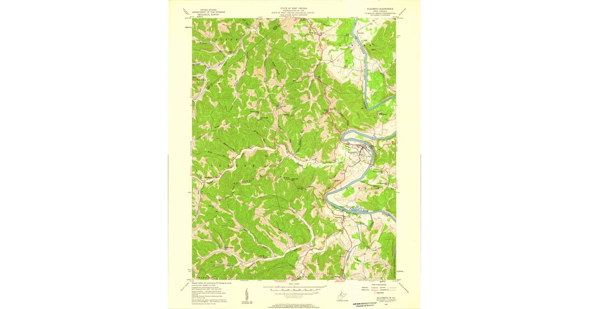 1957 Map of Elizabeth, WV — High-Res | Pastmaps
