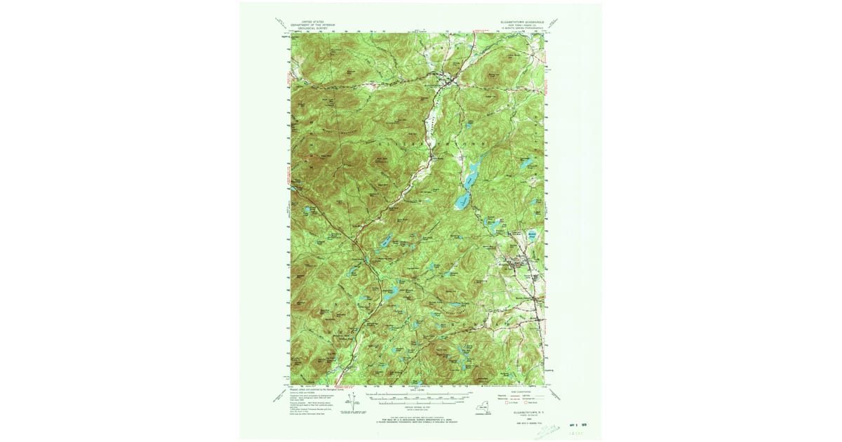 1955 Map of Elizabethtown, Essex County, NY — High-Res, 1973 Print ...