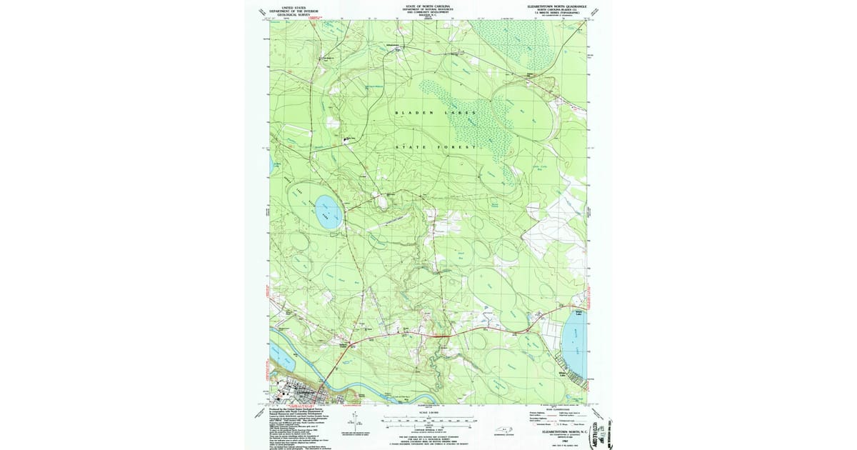 1987 Map of Elizabethtown North, Bladen County, NC — High-Res | Pastmaps