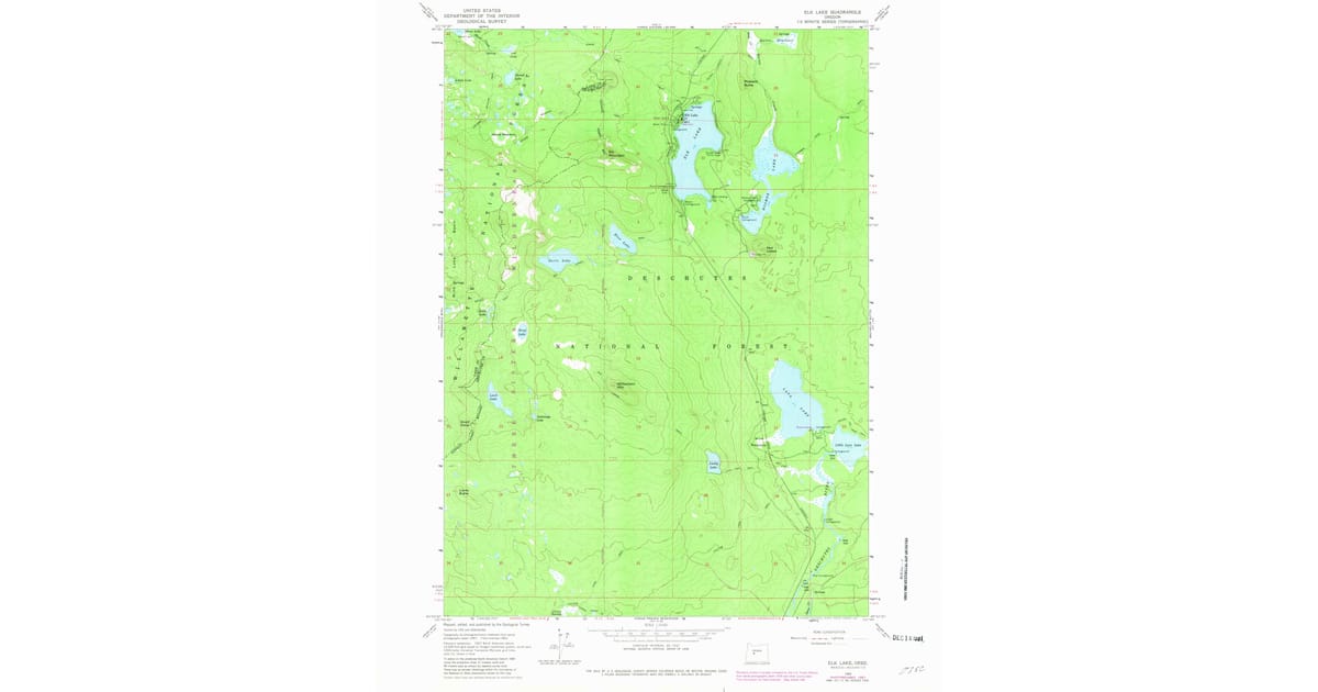 1963 Map of Elk Lake, Deschutes County, OR — High-Res | Pastmaps