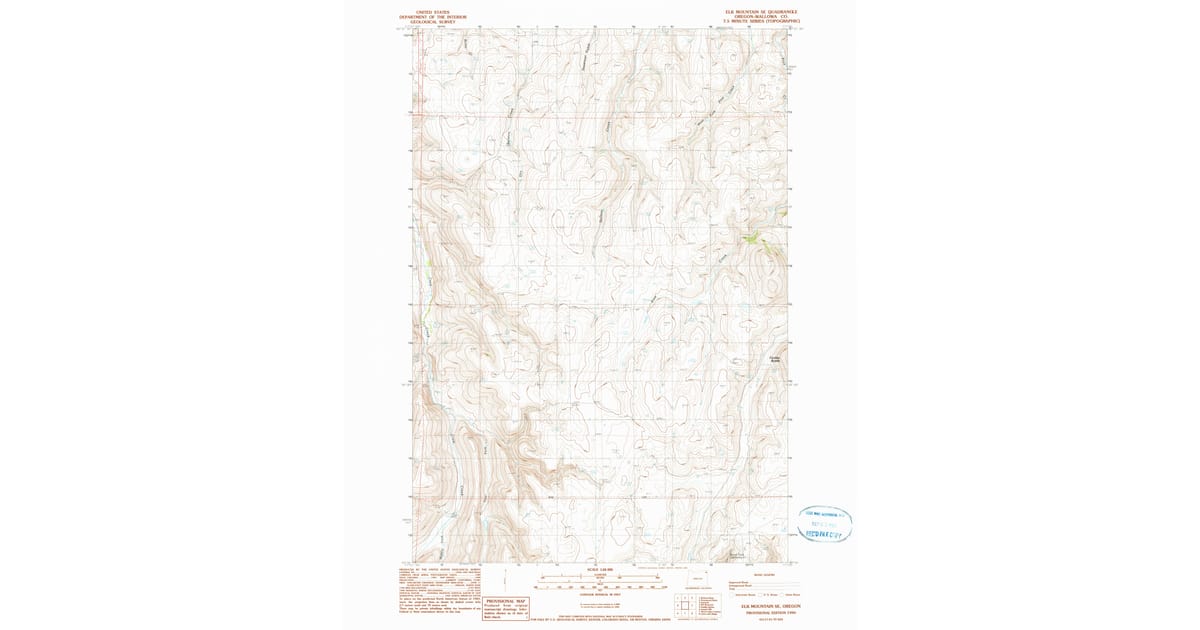 1990 Map of Elk Mountain SE, Wallowa County, OR — High-Res | Pastmaps