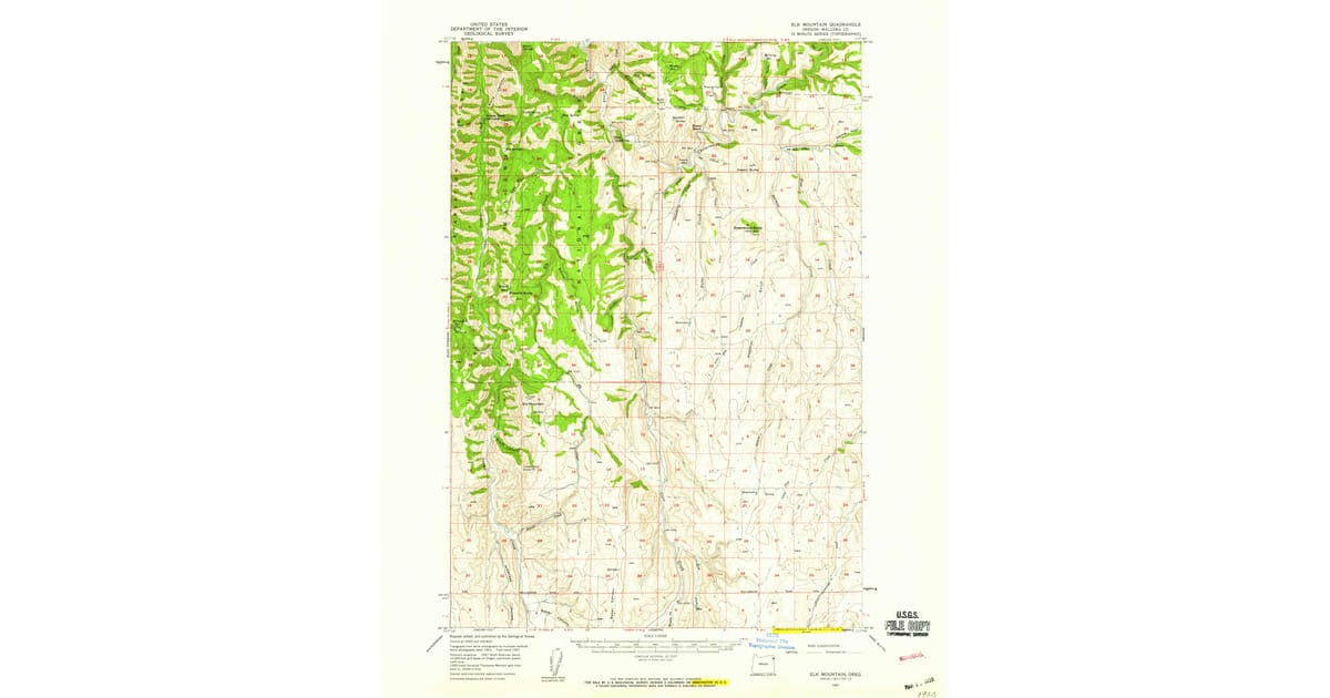 1957 Map of Elk Mountain, Wallowa County, OR — High-Res | Pastmaps