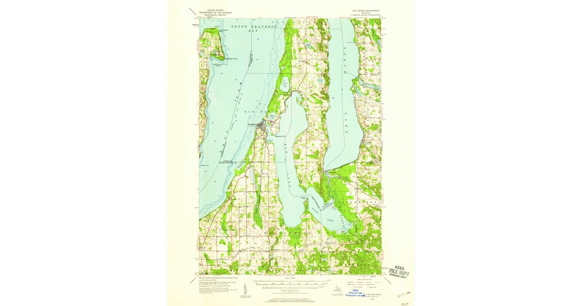 1957 Map of Elk Rapids, MI — High-Res | Pastmaps