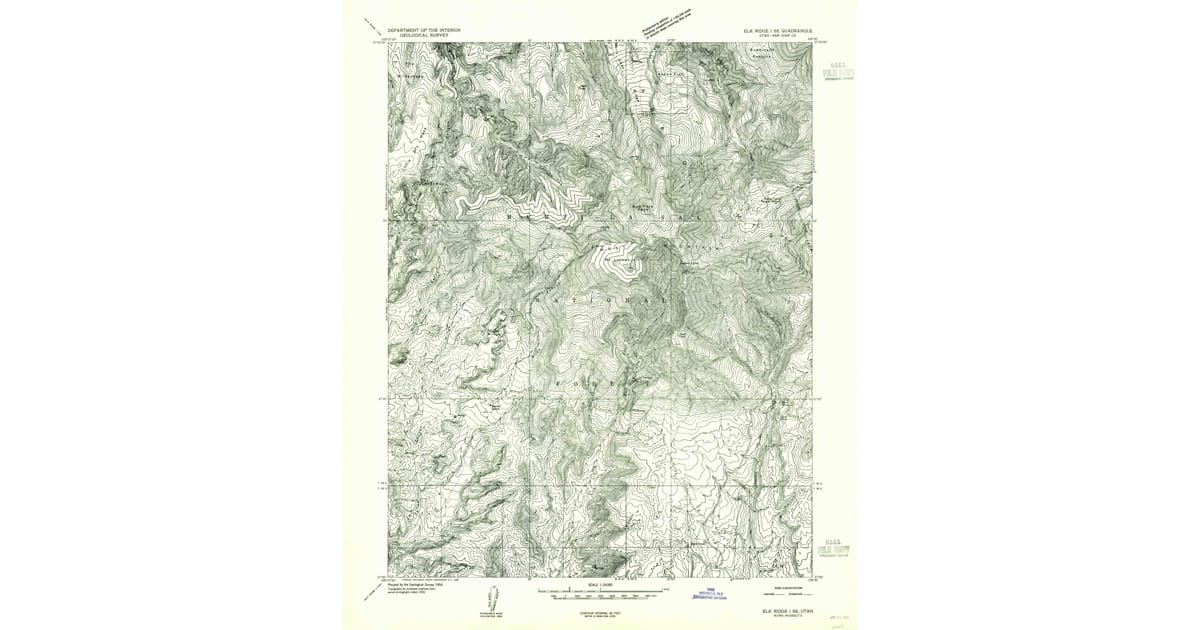 1954 Map of Elk Ridge 1 SE, San Juan County, UT — High-Res | Pastmaps
