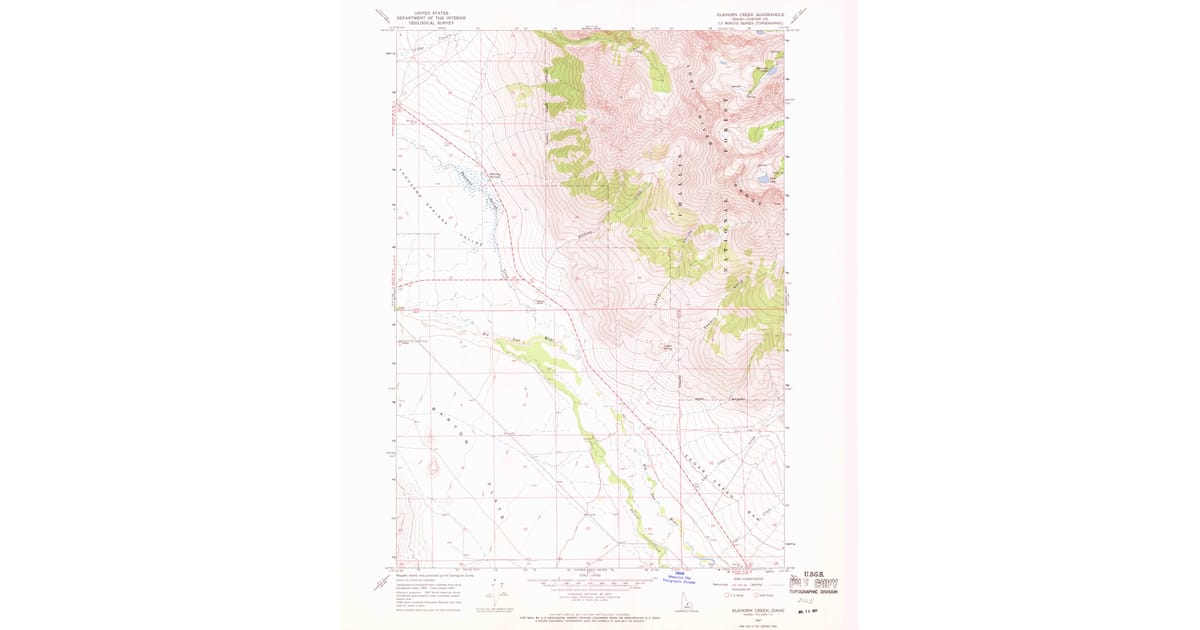 1967 Map of Elkhorn Creek, Custer County, ID — High-Res | Pastmaps