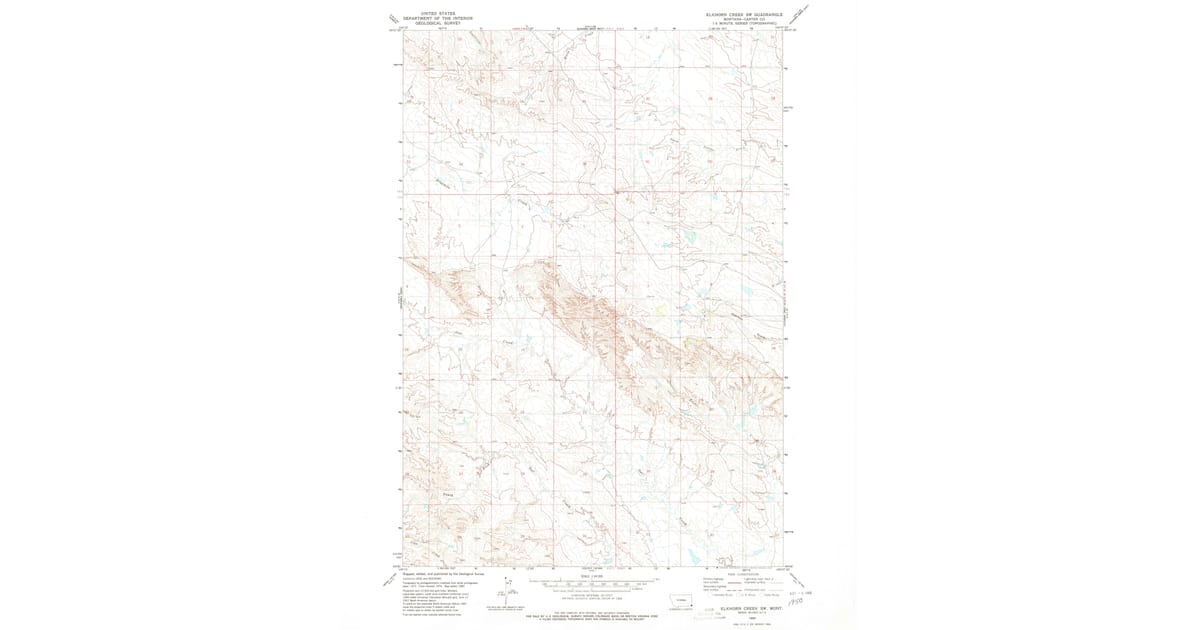 1980 Map of Elkhorn Creek SW, Carter County, MT — High-Res | Pastmaps