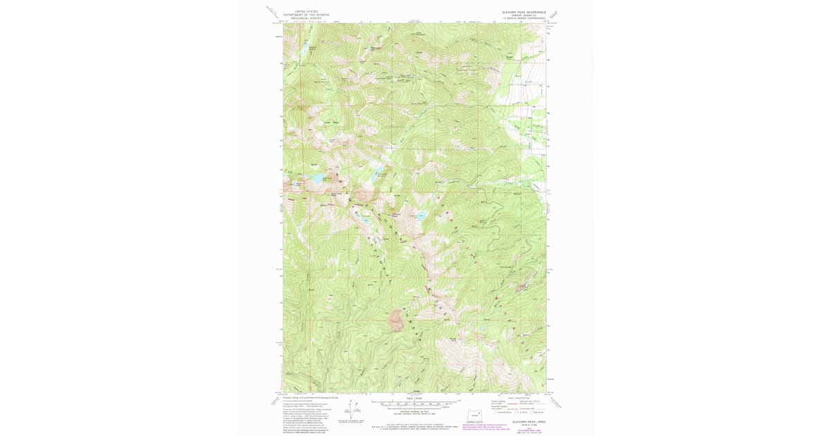 1972 Map of Elkhorn Peak, Baker County, OR — High-Res | Pastmaps