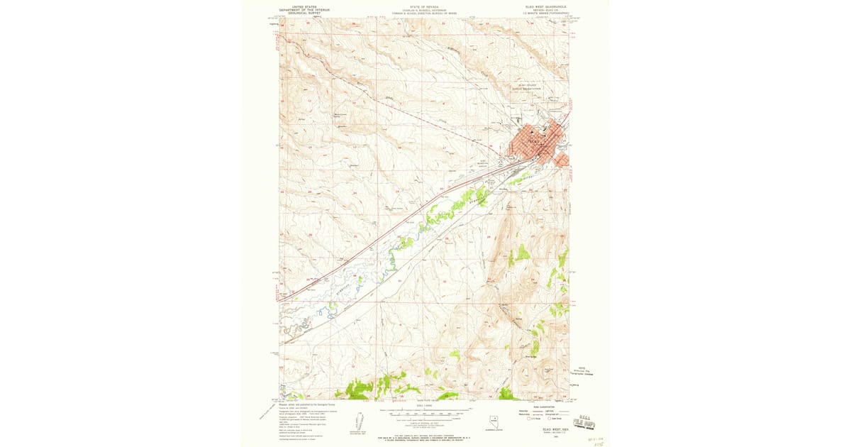 1957 Map of Elko West, Elko County, NV — High-Res | Pastmaps