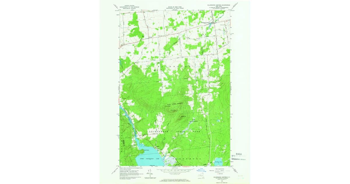 1964 Map of Ellenburg Center, Clinton County, NY — High-Res | Pastmaps