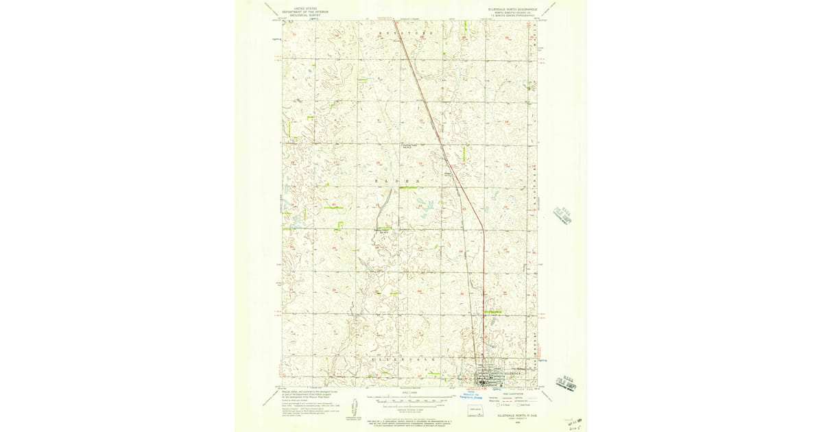 1956 Map of Ellendale North, Dickey County, ND — High-Res | Pastmaps