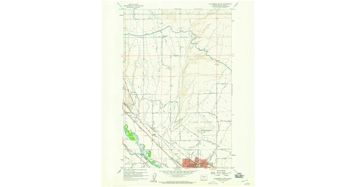 1958 Map of Ellensburg North, Kittitas County, WA — High-Res | Pastmaps