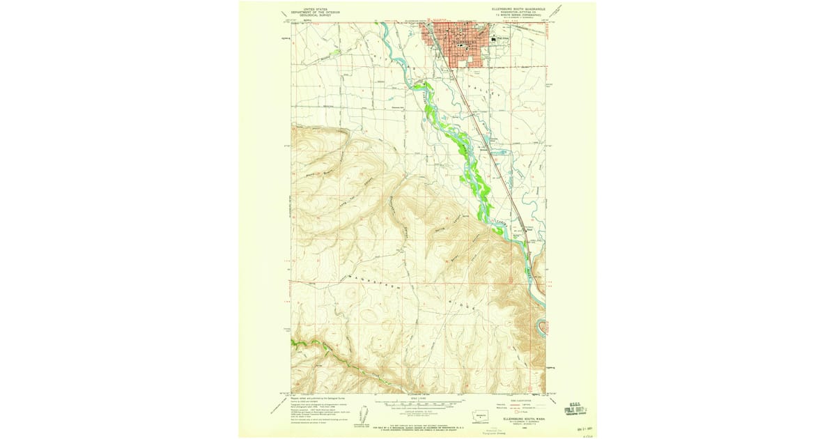 1958 Map of Ellensburg South, Kittitas County, WA — High-Res | Pastmaps