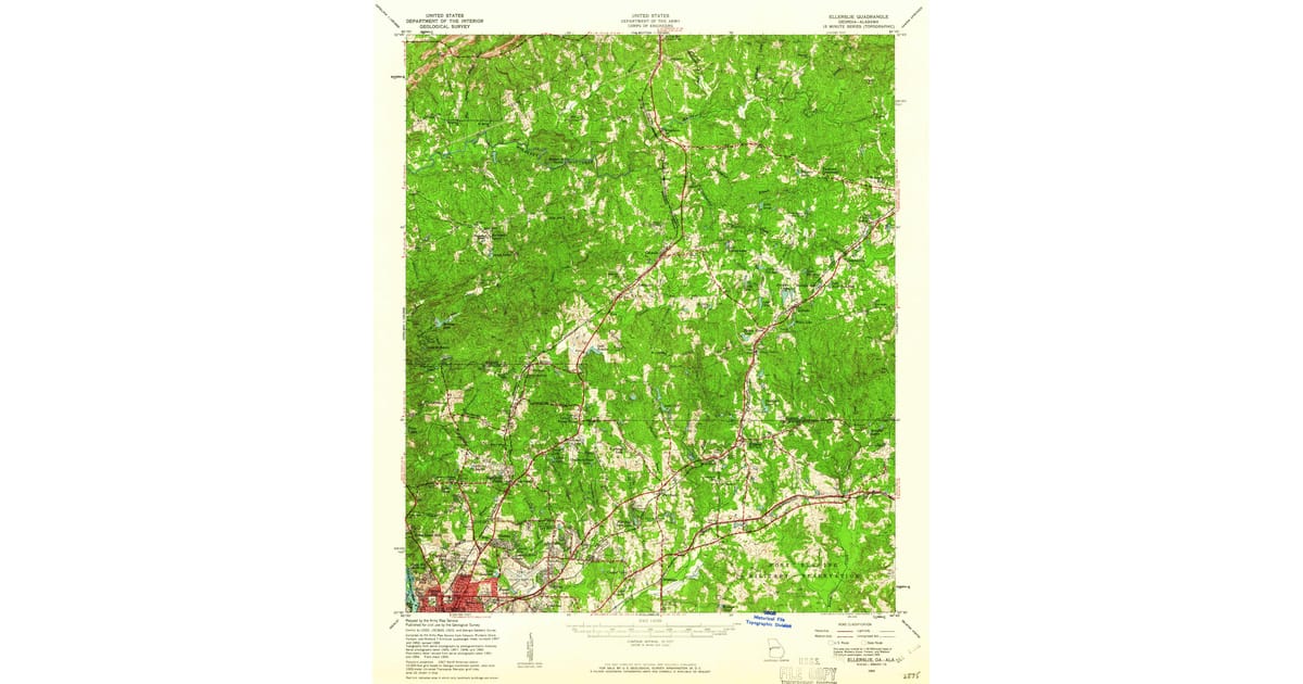 1955 Map of Ellerslie, GA — High-Res | Pastmaps