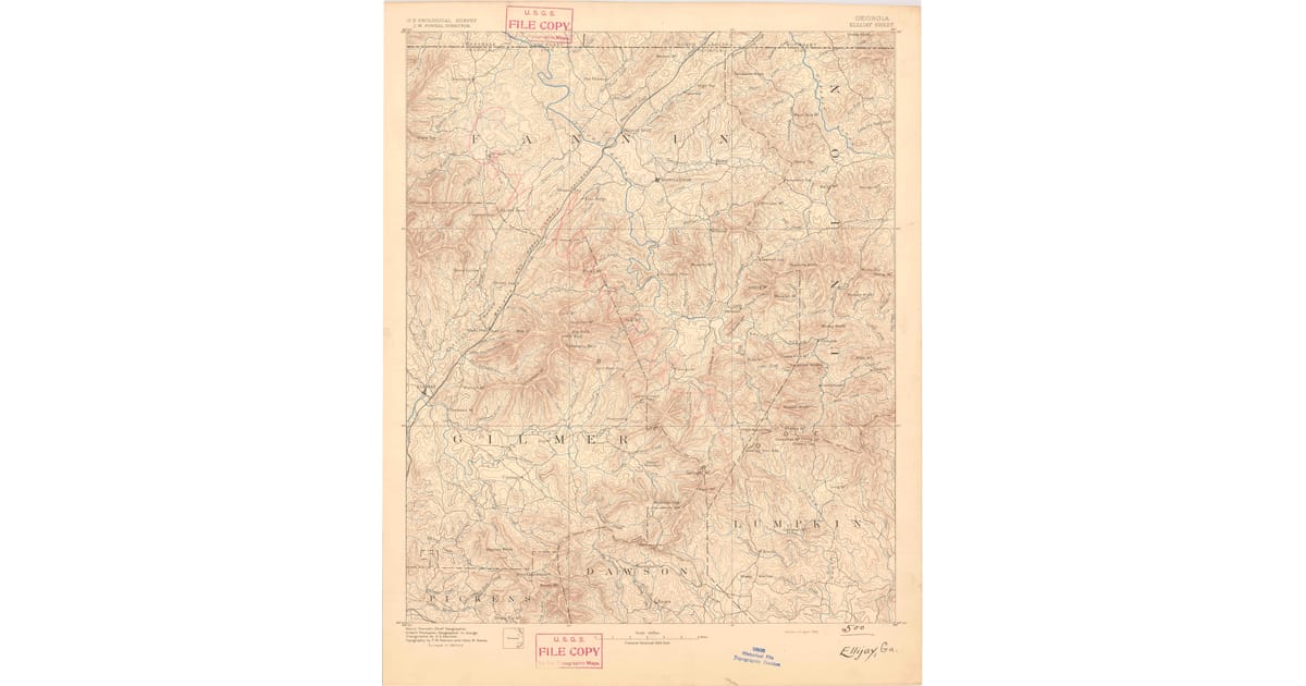 1892 Map of Ellijay, GA — High-Res, 1892 Print #2 | Pastmaps