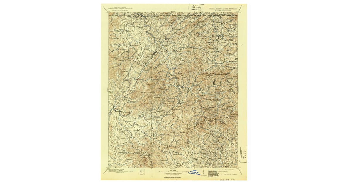 1911 Map of Ellijay, GA — High-Res, 1940 Print | Pastmaps
