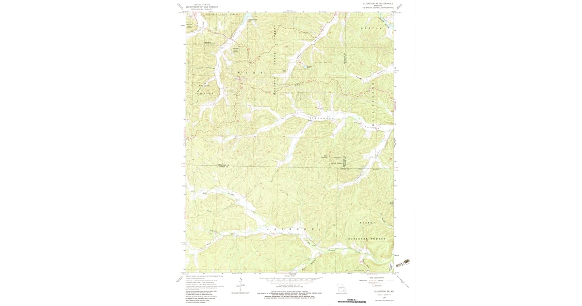 1968 Map of Ellington SE, Carter County, MO — High-Res, 1983 Print ...