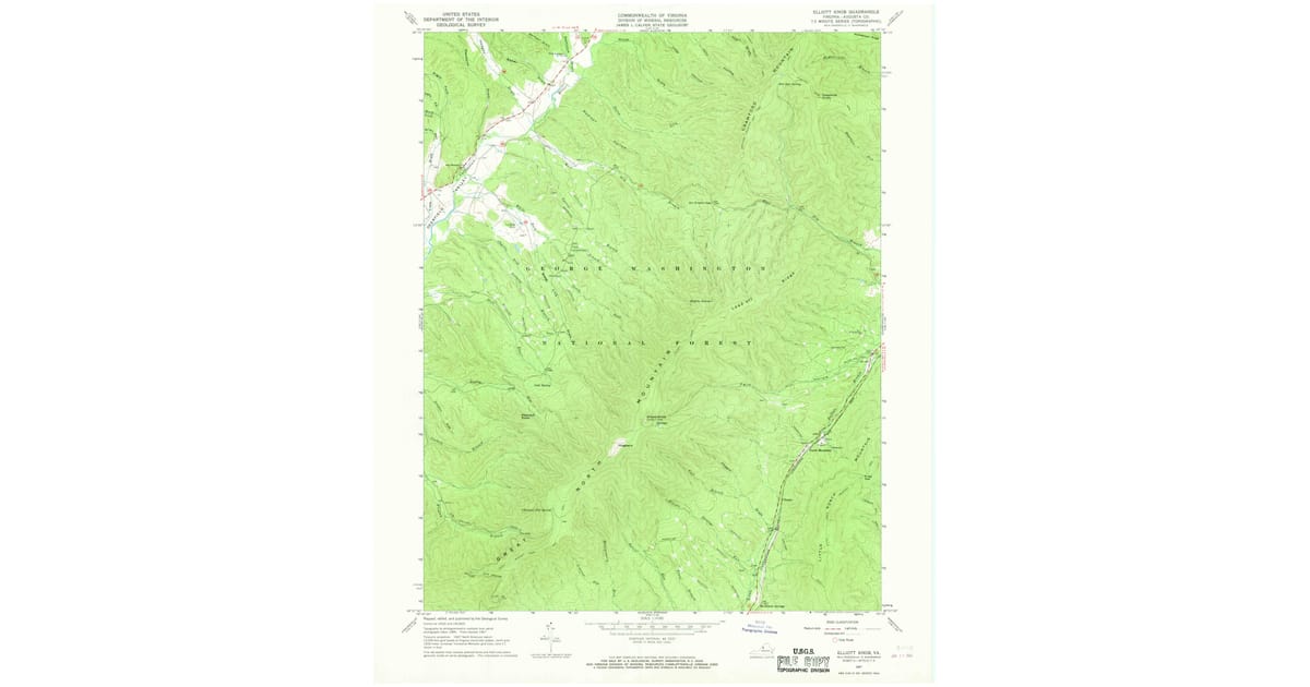1967 Map of Elliott Knob, Augusta County, VA — High-Res | Pastmaps