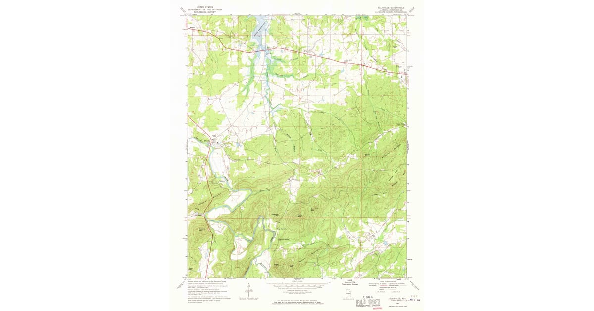 1967 Map of Ellisville, Cherokee County, AL — High-Res | Pastmaps