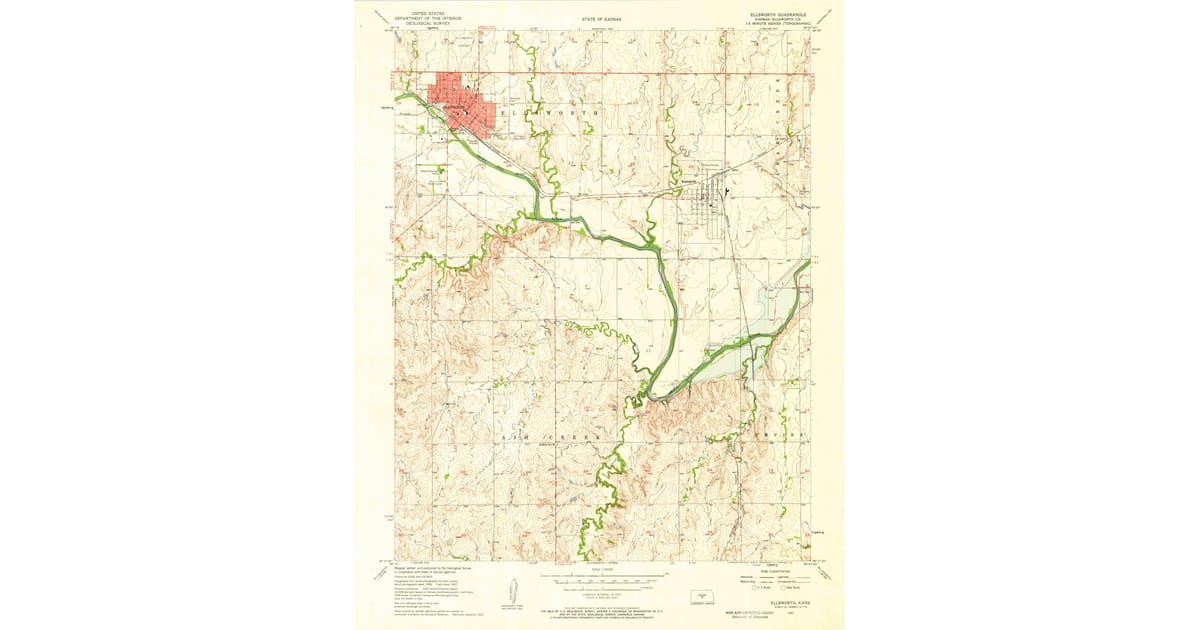 1957 Map of Ellsworth, KS — High-Res | Pastmaps
