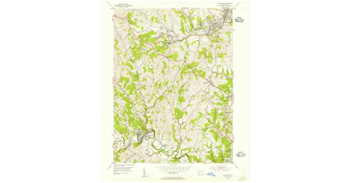 1954 Map of Ellsworth, PA — High-Res | Pastmaps