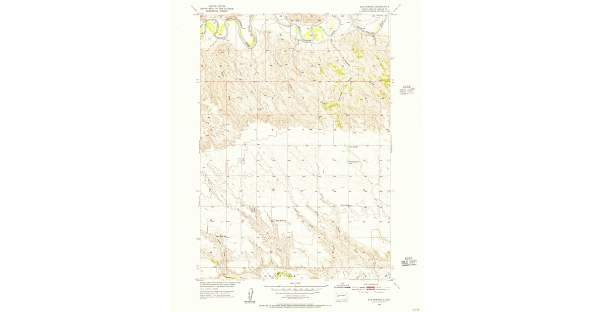 1954 Map of Elm Springs, Meade County, SD — High-Res | Pastmaps
