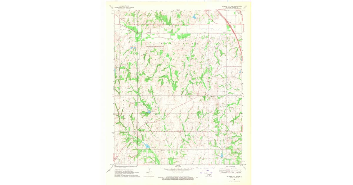 1969 Map of Elmore City NE, Garvin County, OK — High-Res | Pastmaps