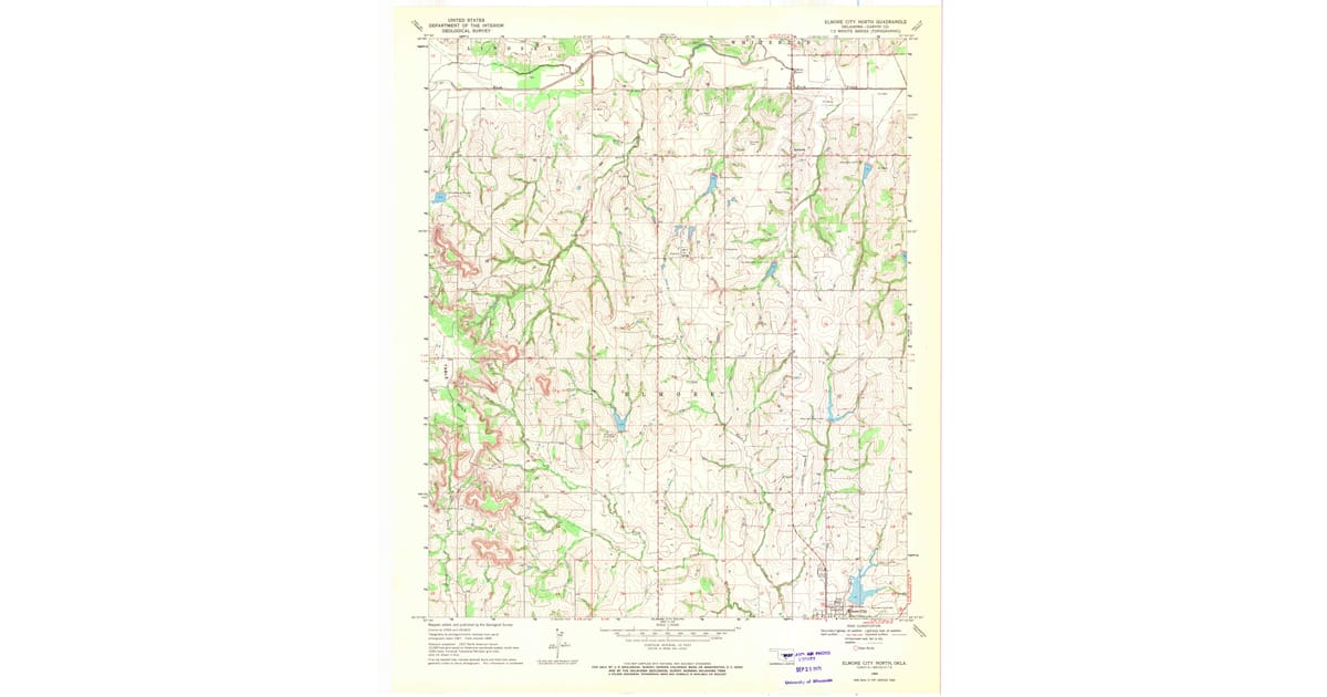 1969 Map of Elmore City North, Garvin County, OK — High-Res | Pastmaps