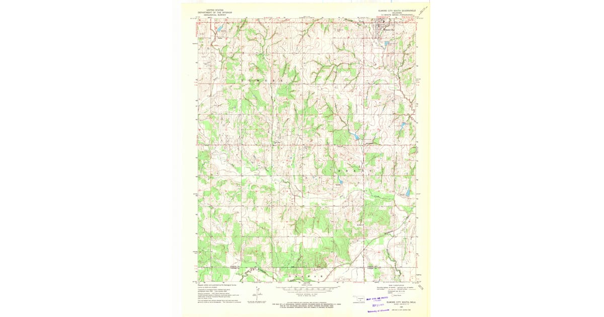 1969 Map of Elmore City South, Garvin County, OK — High-Res | Pastmaps