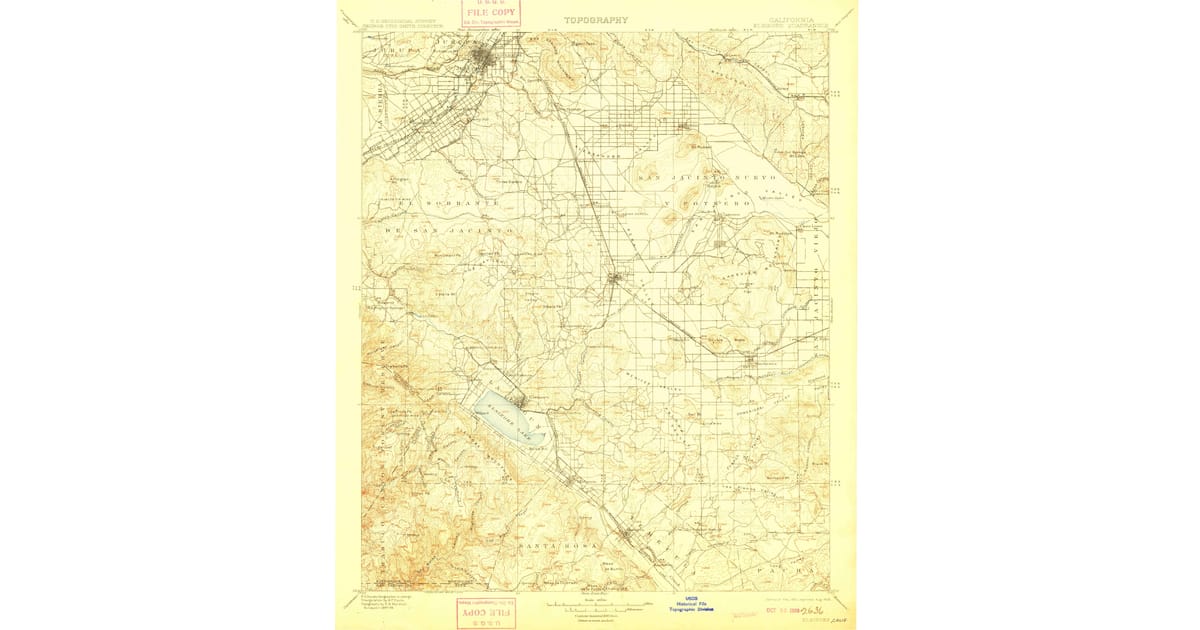 1901 Map of Elsinore, Riverside County, CA — High-Res, 1909 Print ...